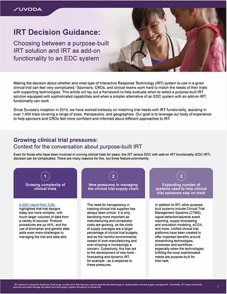 How To Choose An IRT Solution For Your Clinical Trial | Suvoda